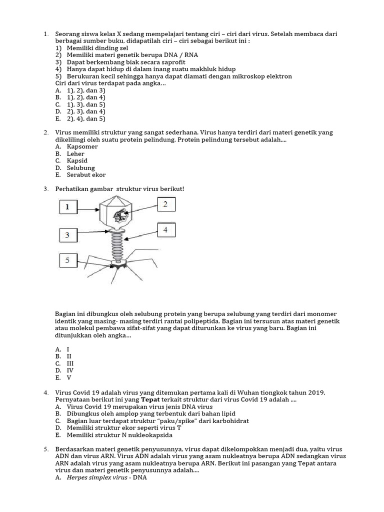 Soal Virus untuk Siswa Kelas X | PDF