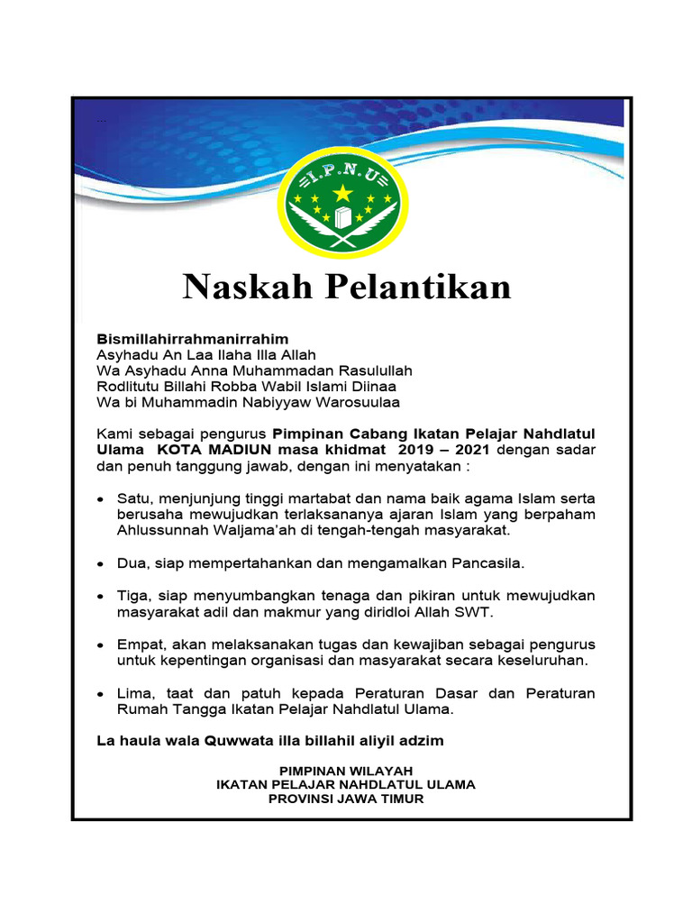 Naskah Pelantikan | PDF