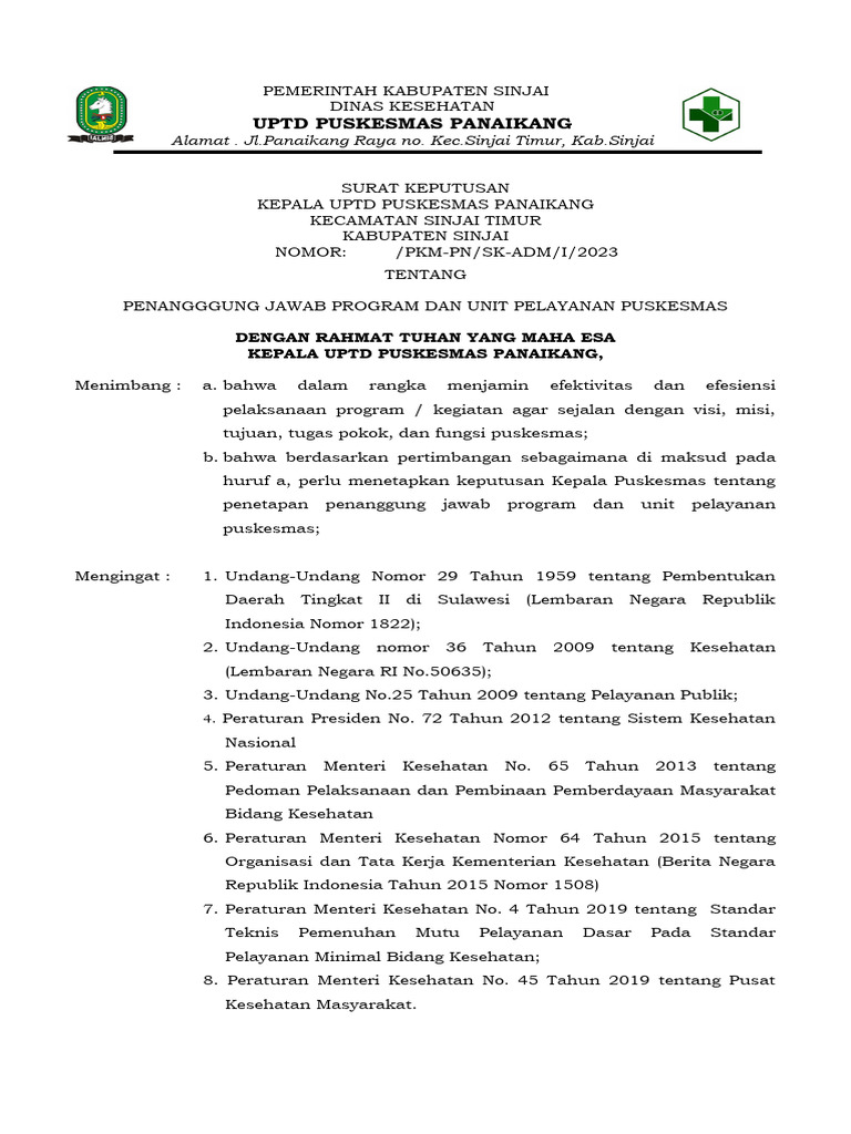 Contoh SK Akreditasi | PDF