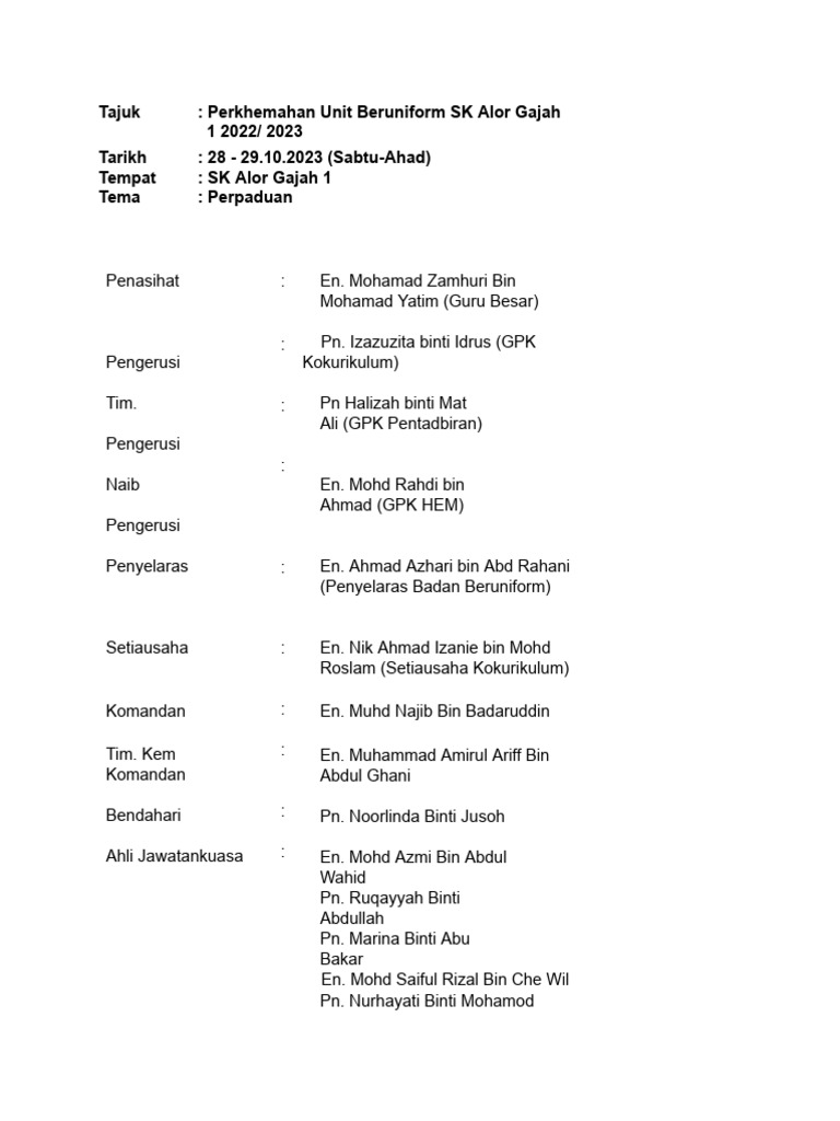 JK Perkhemahan 2023 | PDF