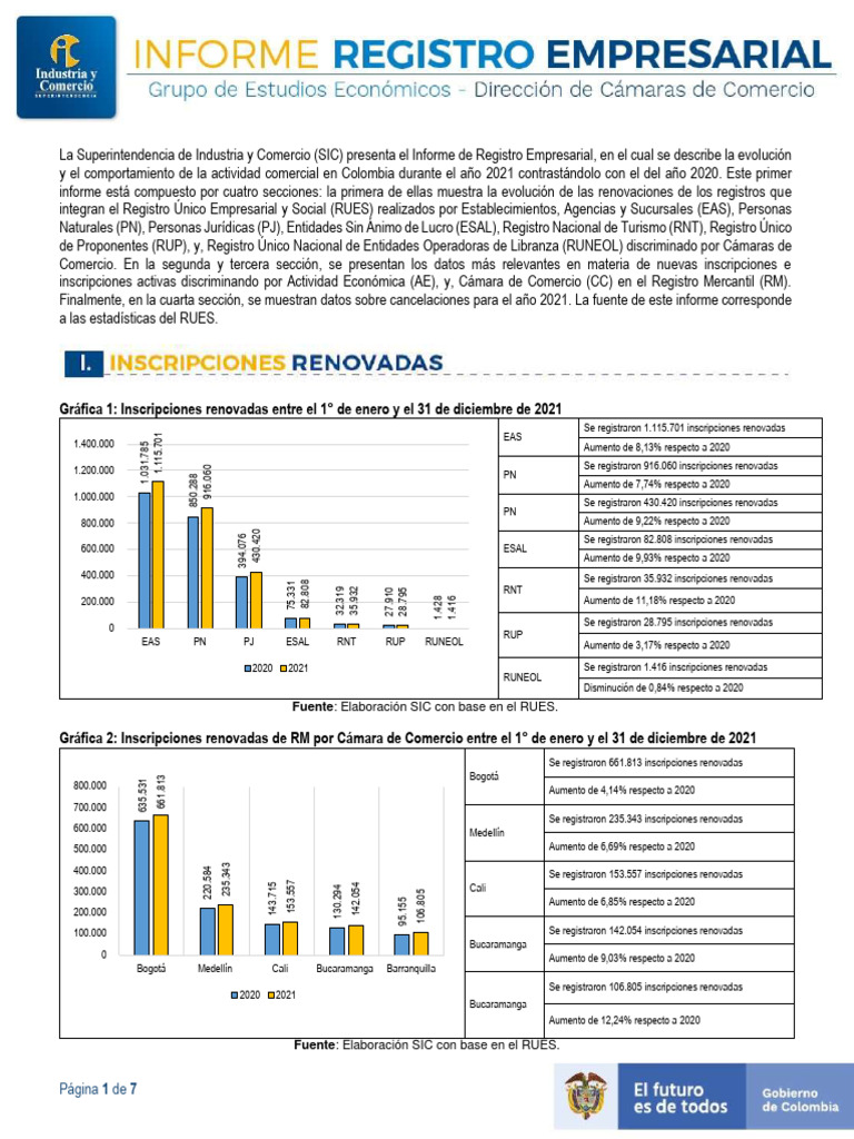 Informe Registro Empresarial # 1 - 2022 | PDF | Negocios económicos | Business