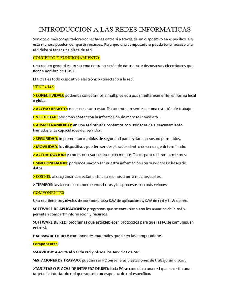 Introduccion A Las Redes Informaticas | PDF | Red de computadoras | Hardware de la computadora
