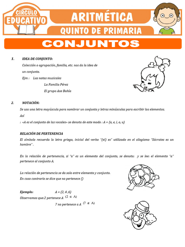 Ejercicios de Conjuntos para Niños | PDF | Conjunto (Matemáticas ...