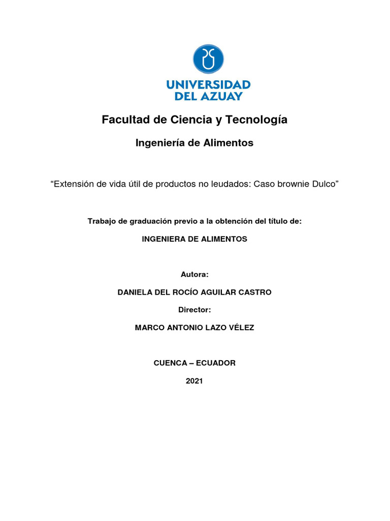 Extensión de vida útil del brownie Dulco | PDF | Alimentos | Análisis ...