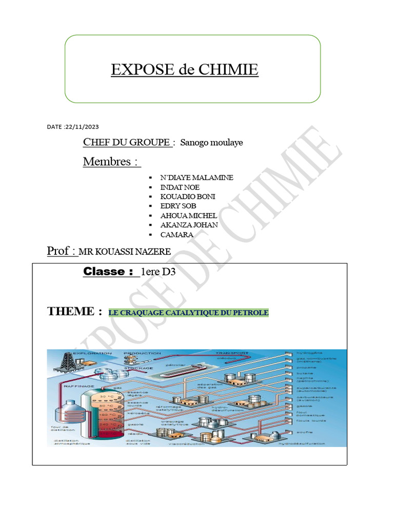 Craquage Catalytique du Pétrole : Étapes et Risques | PDF | Catalyse ...