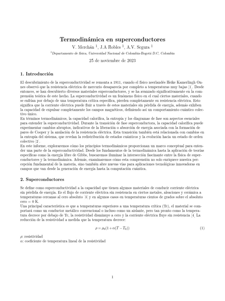 Termodinámica en Superconductores | PDF | Superconductividad | Transición de fase