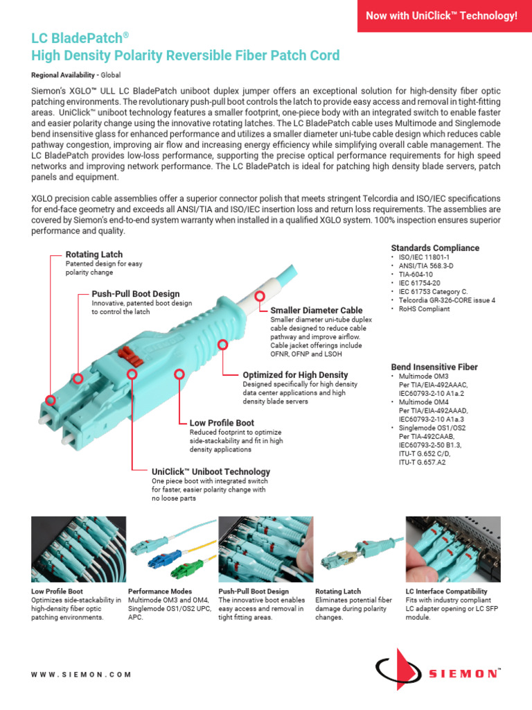 Siemon LC Bladepatch B - Spec Sheet | PDF | Optical Fiber | Electronics