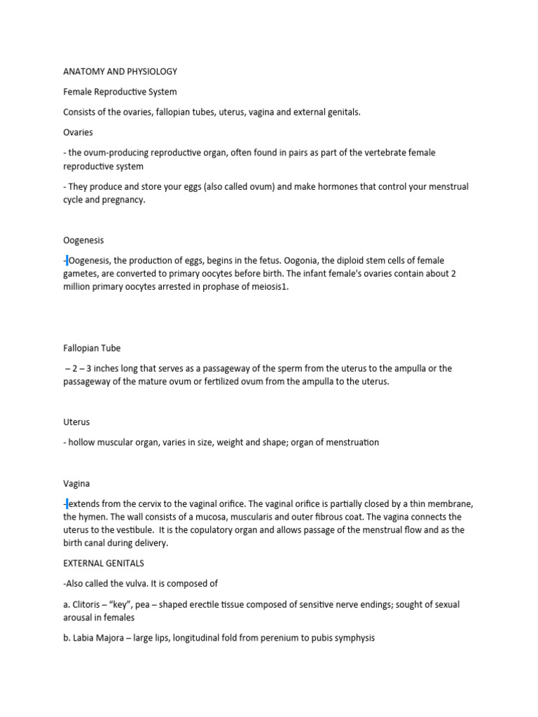 Anatomy and Physiology | PDF | Vagina | Reproductive System