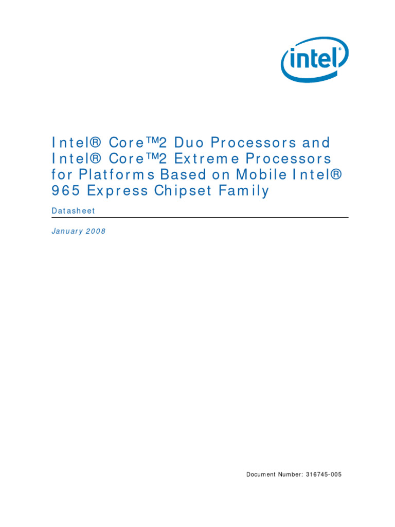 Intel® Core™2 Duo Processors and Intel® Core™2 Extreme Processors For Platforms Based On Mobile ...