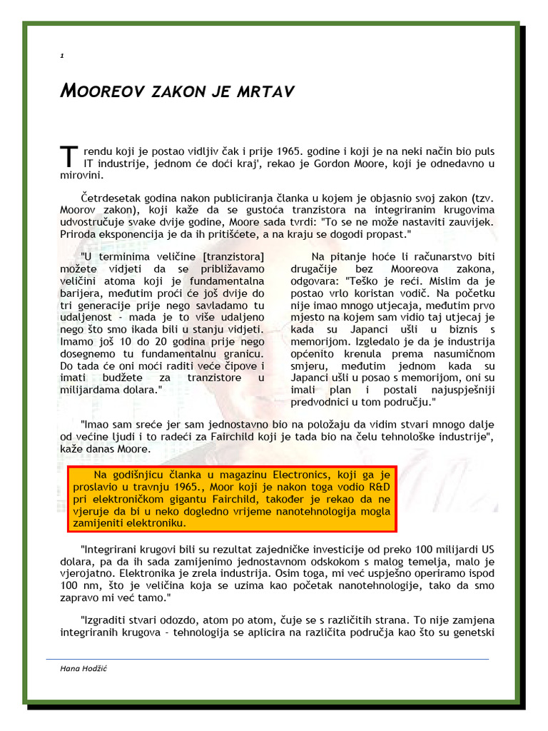 Mooreov Zakon Je Mrtav | PDF