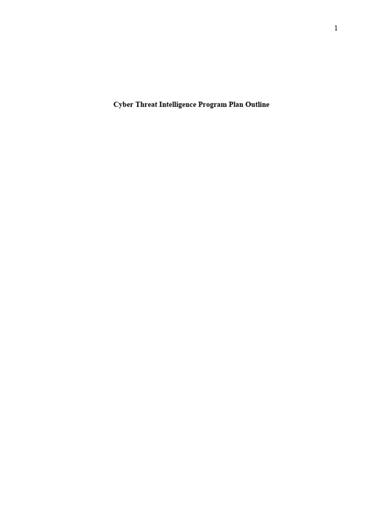Cyber Threat Intelligence Program Plan | PDF | Security | Computer Security