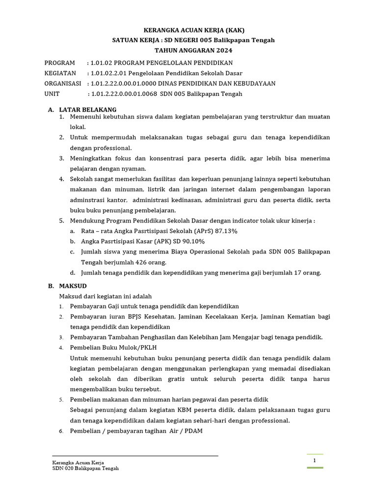 Kak Rup Bos Daerah SDN 020 Balteng Ta 2024 | PDF | Karier & Perkembangan