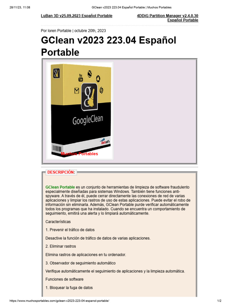 GClean v2023 223.04 Español Portable - Muchos Portables | PDF | Software de la aplicacion ...