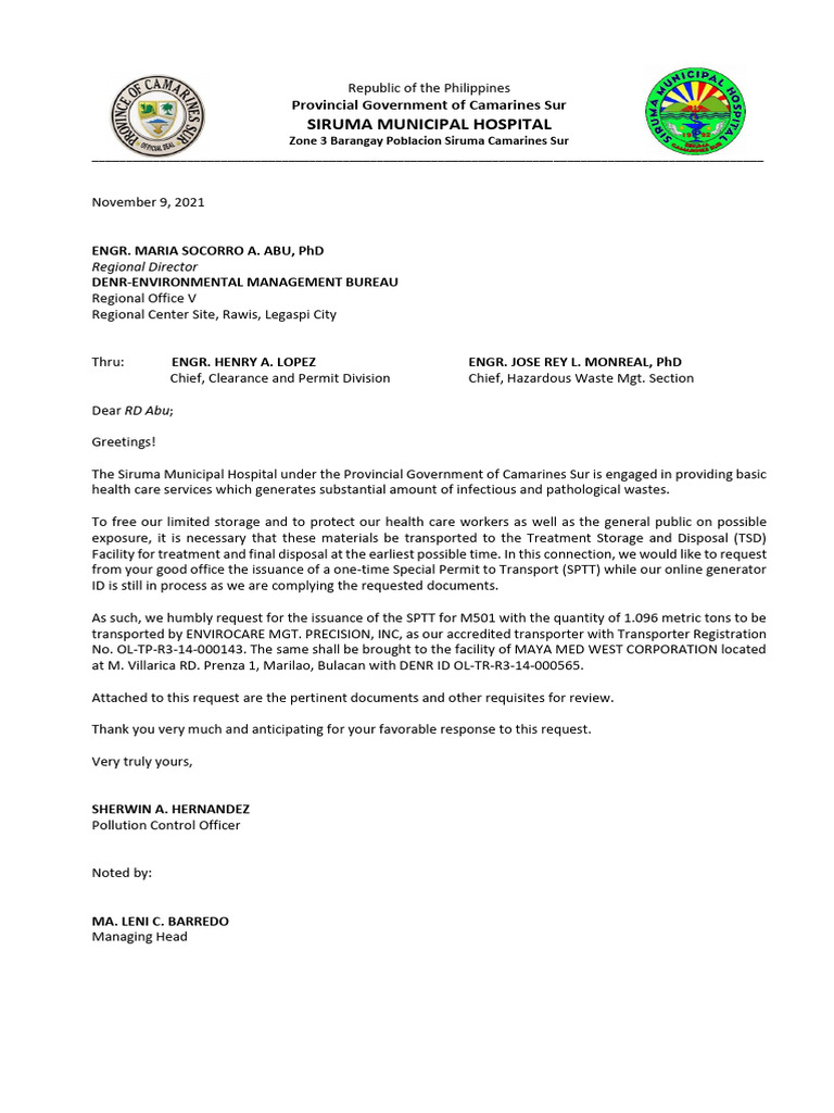Storage & Disposal Request Letter | PDF Storage & Disposal Request Letter | PDF