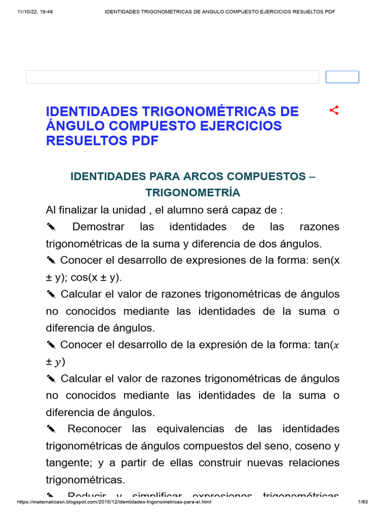 35-Identidades Trigonométricas de Ángulo Compuesto Ejercicios Resueltos ... 35-Identidades Trigonométricas de Ángulo Compuesto Ejercicios Resueltos ...