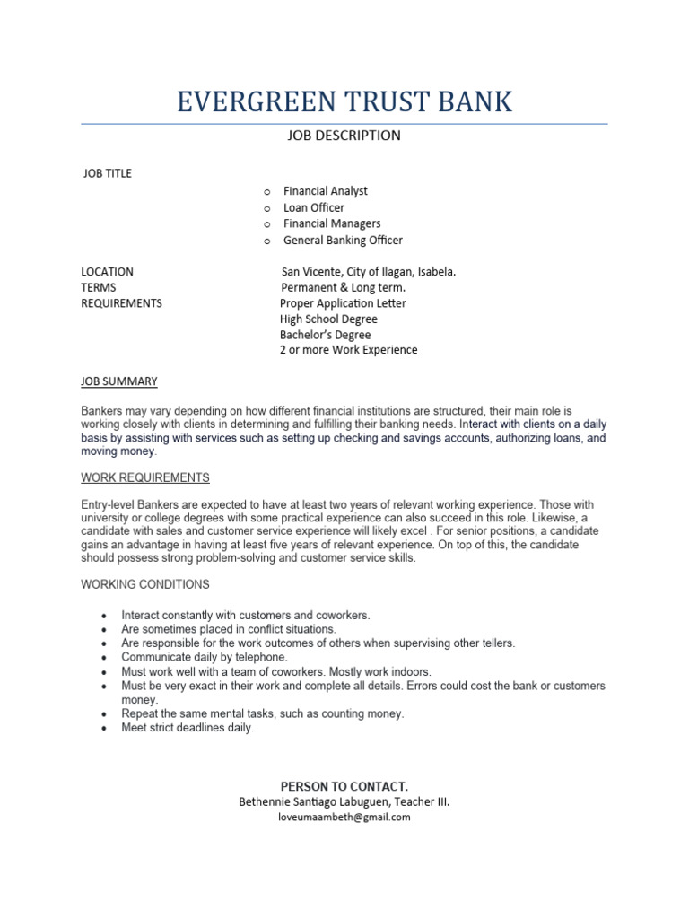 Evergreen Trust Bank | PDF