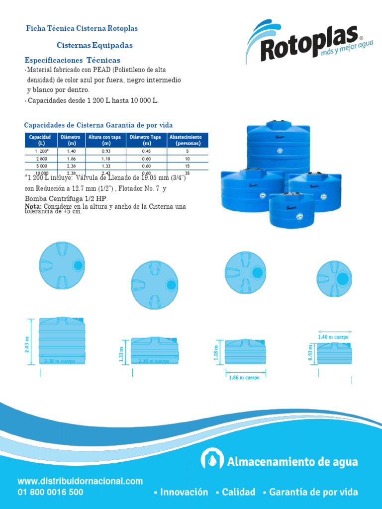 Ficha Tecnica - Cisternas | PDF | Hormigón | Bomba