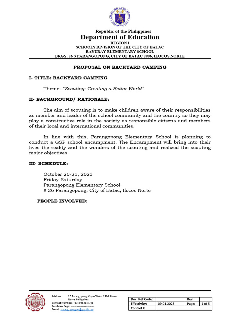 Backyard Camping Proposal | PDF | Outdoor Recreation Organizations | Outdoor Recreation