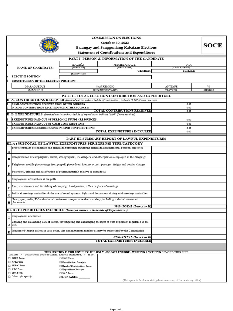 Soce2023bskeforms Form1 | PDF | Expense | Accountability