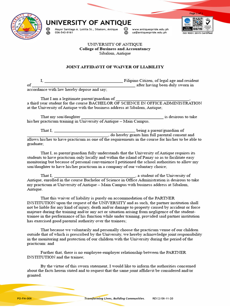 Blank Joint Affidavit | PDF | Justice | Crime & Violence