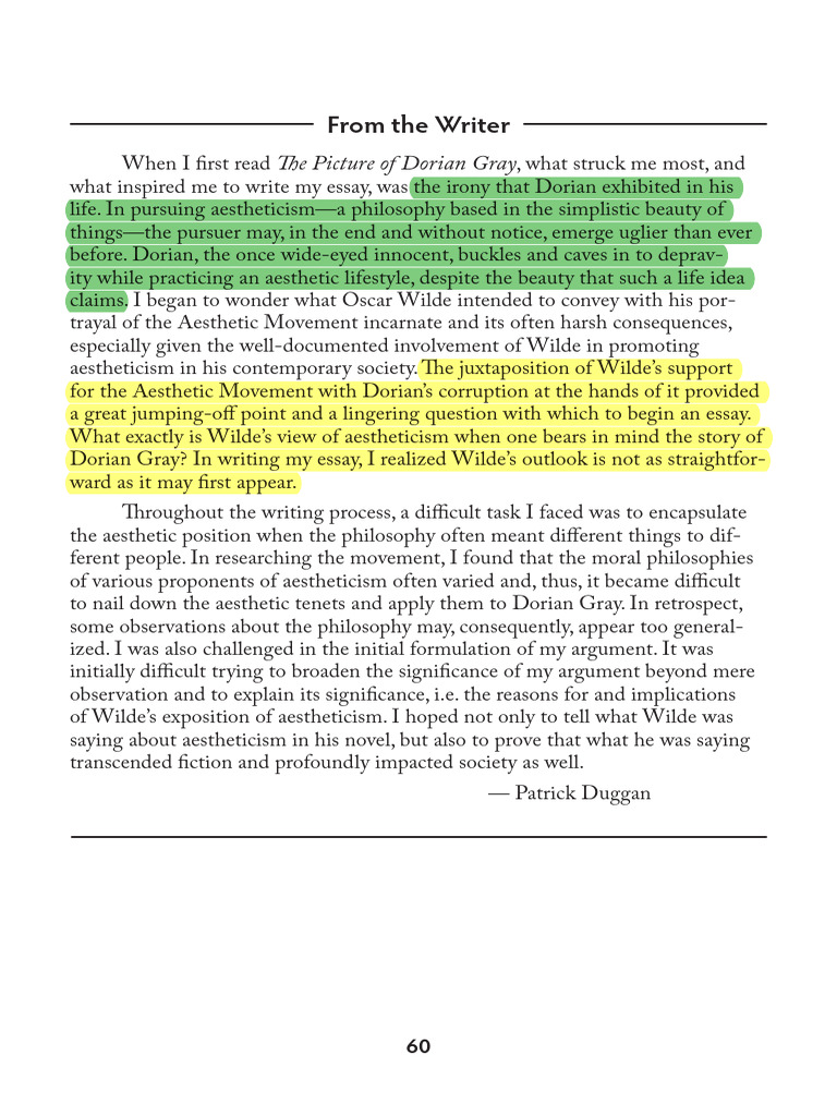 (FCHT) (ARTL) DUGGAN, P. The Conflict Between Aestheticism and Morality ...