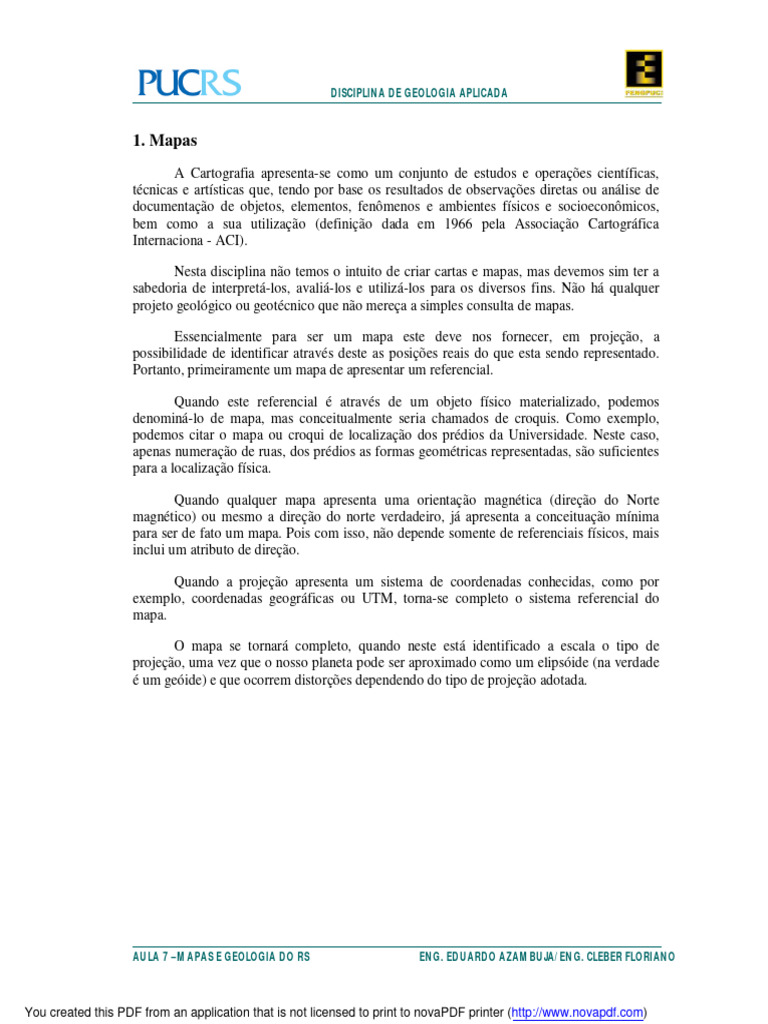 Aula 06 - TEXTO - Mapas e Geologia Do RS | PDF | Mapa | Rochas (Geologia)