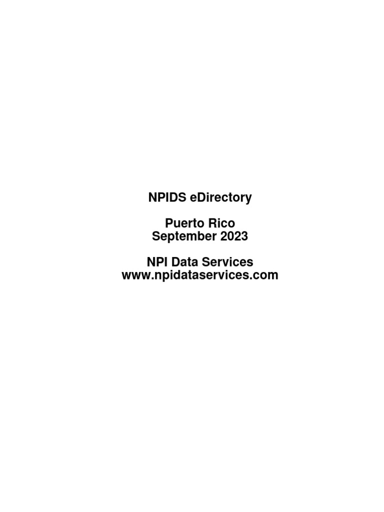 Puerto Rico NPI Data Edirectory | PDF | Medicine | Physical Therapy