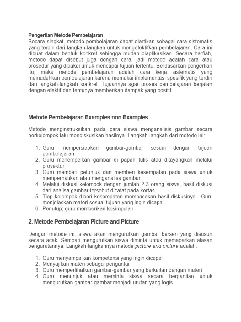 Pengertian Metode Pembelajaran | PDF | Karier & Perkembangan ...