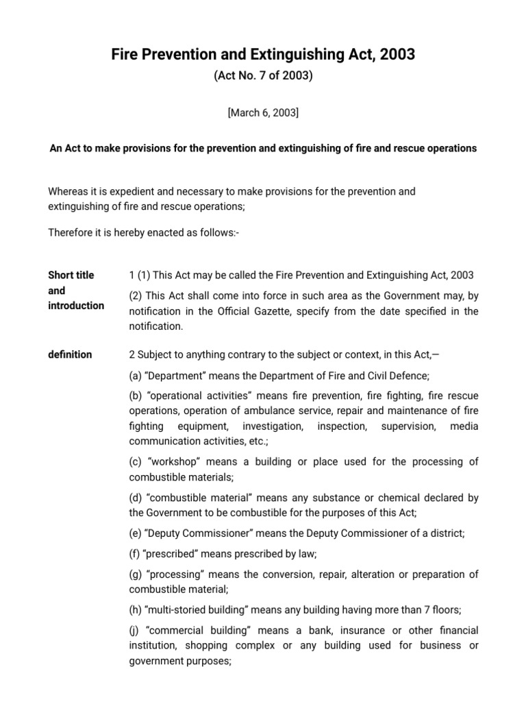 Fire Prevention and Extinguishing Act 2003 | PDF | License | Fine (Penalty)