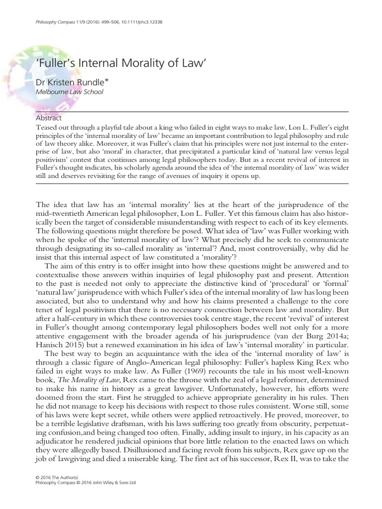 Fuller's Eight Principles of Law's Morality | PDF | Jurisprudence ...