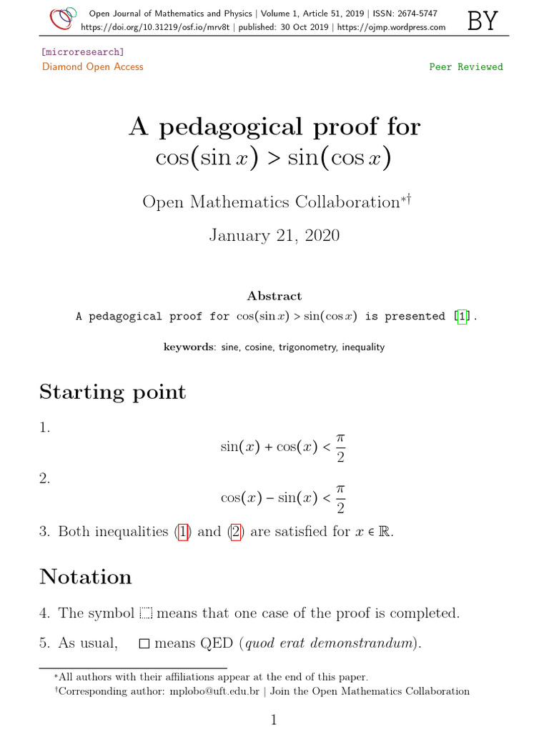 Cos Sin Greater Sin Cos | PDF | Trigonometric Functions | Mathematical Objects
