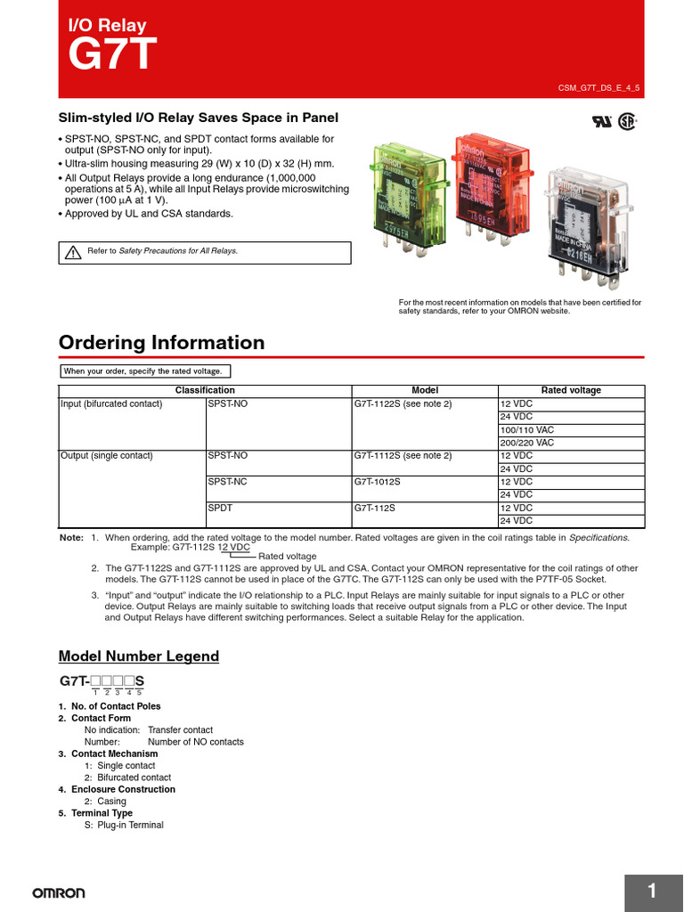 g7t Datasheet en | PDF | Relay | Alternating Current