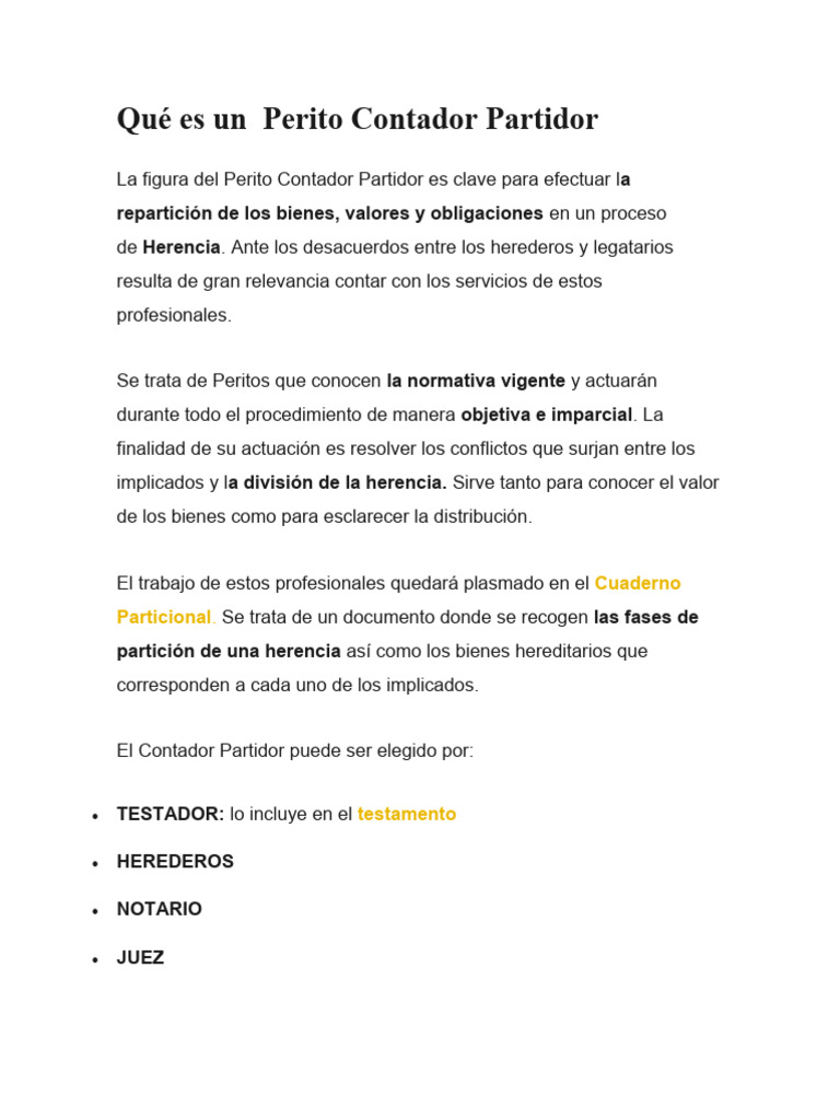 Perito Contador Pdf Herencia Justicia