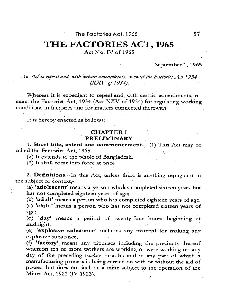 The Factories Act, 1965 - 230918 - 112659 | PDF | Belt (Mechanical ...