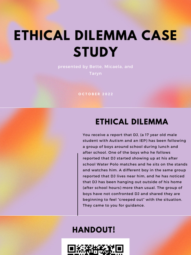 Ethical Dilemma: Student Behavior Guidance | PDF | School Counselor ...