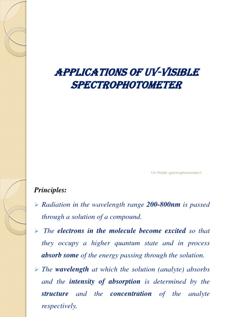 Uv-V Application | PDF | Spectrophotometry | Chemistry