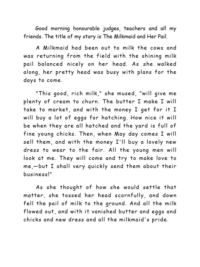 The Milkmaid and Her Pail: A Moral Tale | PDF | Cooking, Food & Wine
