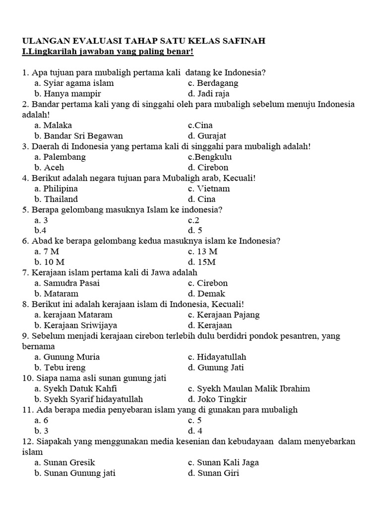 Latihan Ulangan Safinah | PDF