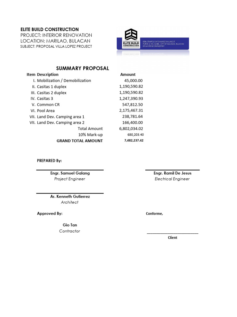 Proposal Villa Lopez Project | PDF | Plumbing | Framing (Construction)