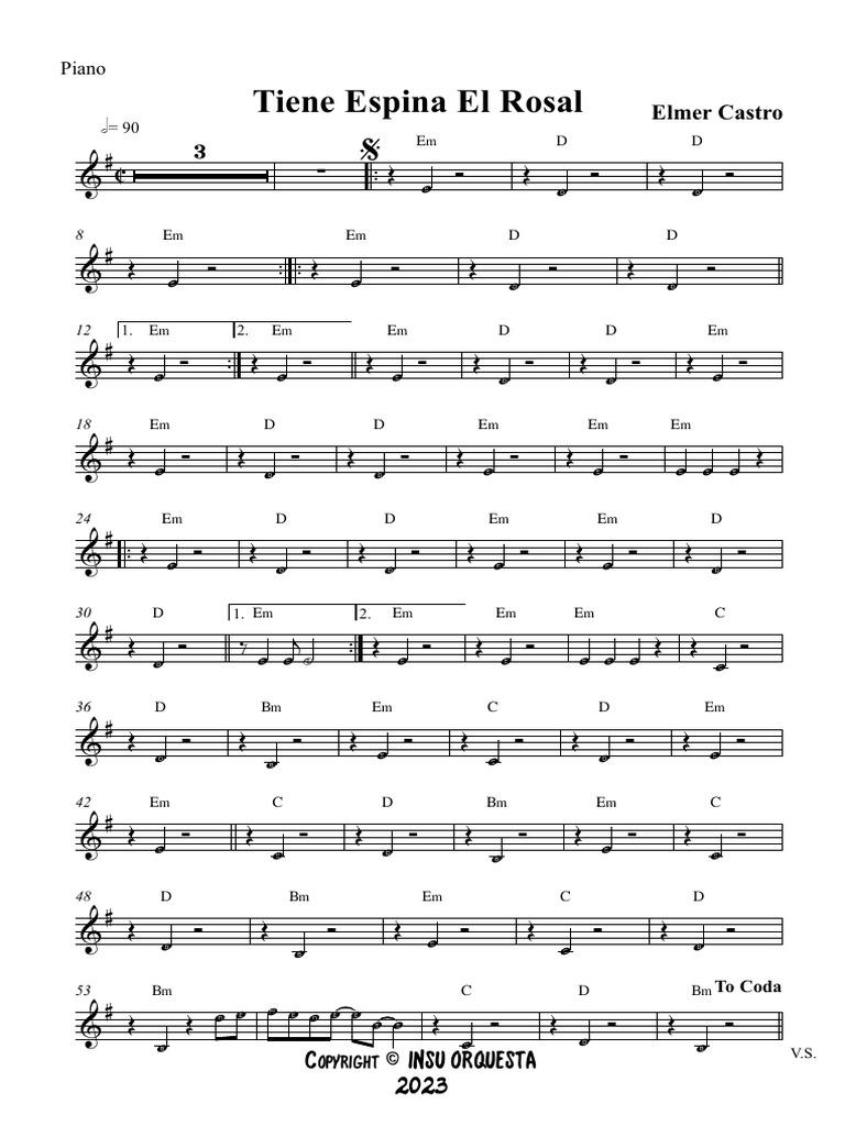 Tiene Espina El Rosal - Piano | PDF