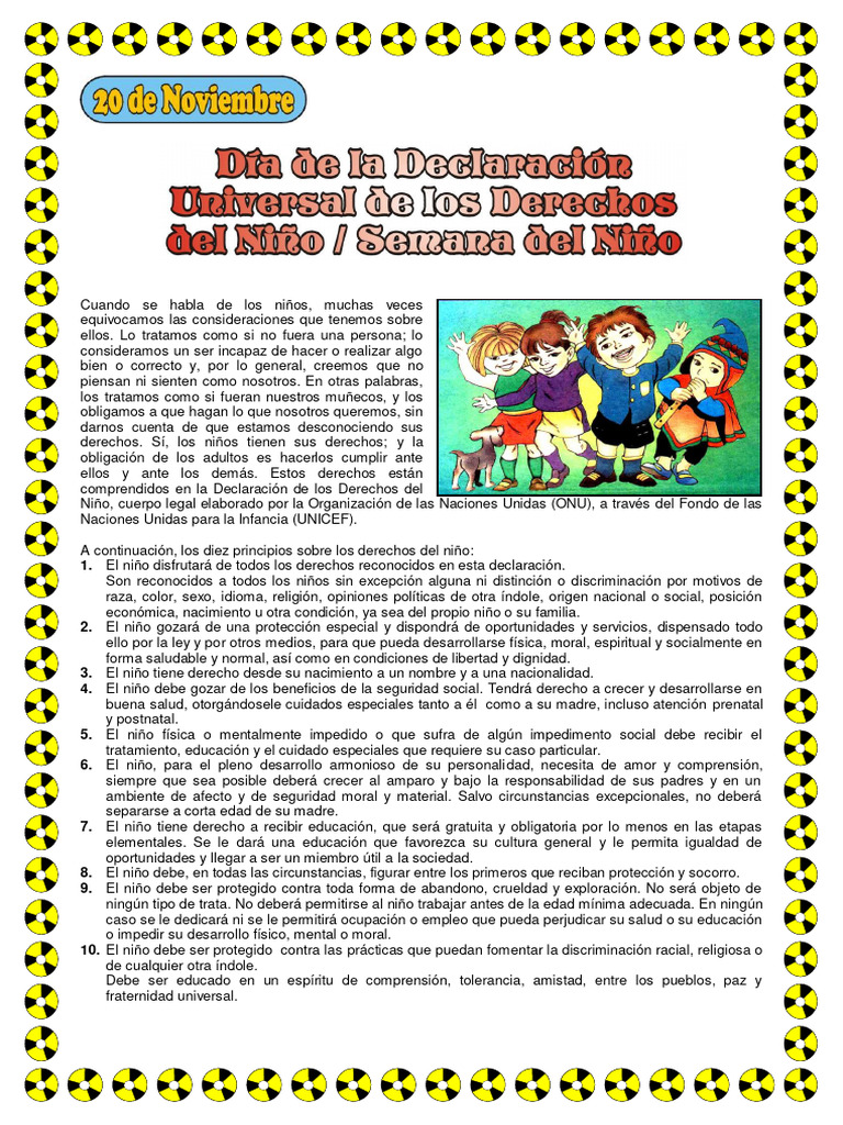 20 DE NOVIEMBRE - Día de La Declaración Universal de Los Derechos Del Niño. | PDF | Derechos de ...