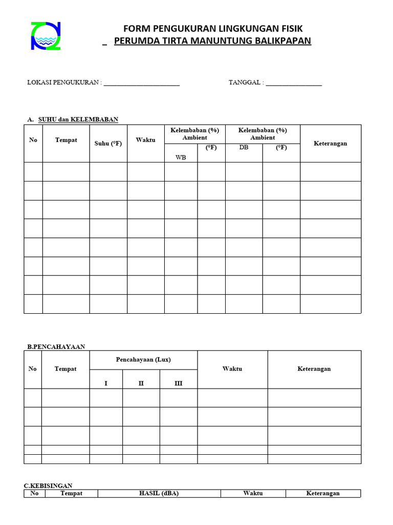 Form Pengukuran Lingkungan PTMB | PDF