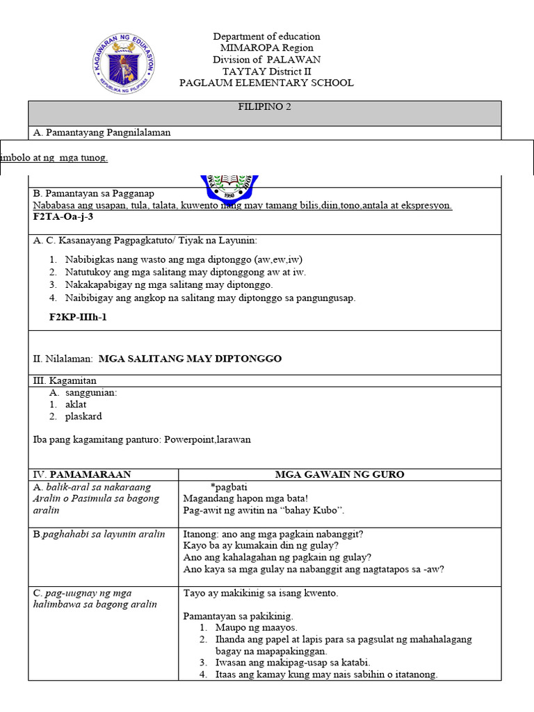 MTB Lesson Plan | PDF