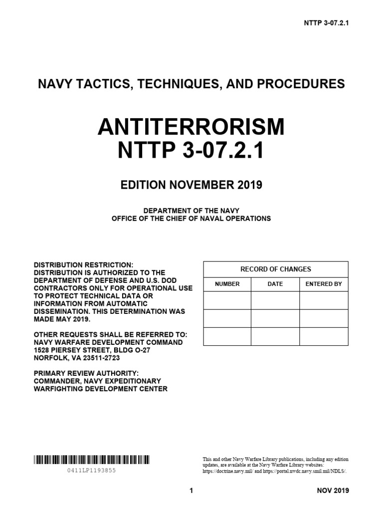 NTTP 3-07.2.1 Antiterrorism - Nov 2019 | PDF | United States Navy ...