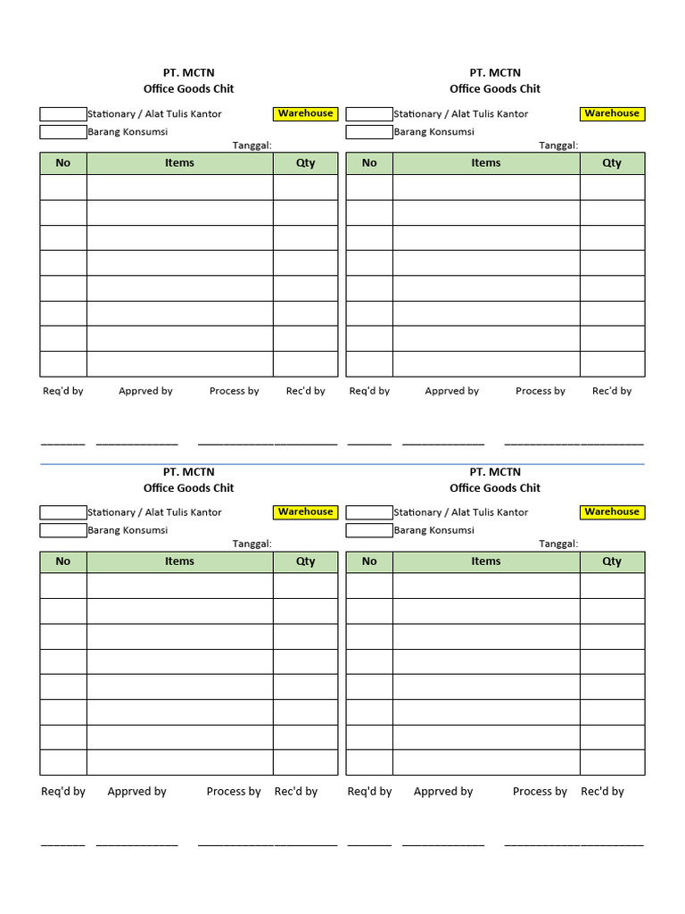 Office Goods Chit | PDF