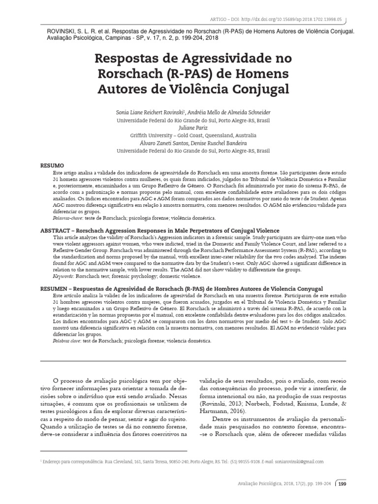 TPEA Texto 10 Rorschach R-PAS | PDF | Conceitos psicológicos | Psicologia