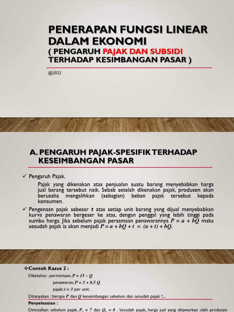 Pengaruh Pajak dan Subsidi pada Keseimbangan | PDF