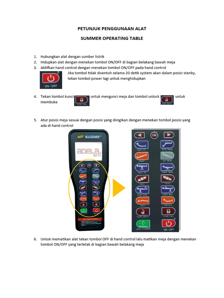 Petunjuk Penggunaan Alat Operating Table | PDF