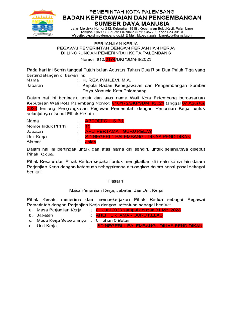 Template Halaman Depan SPK PPPK Guru | PDF
