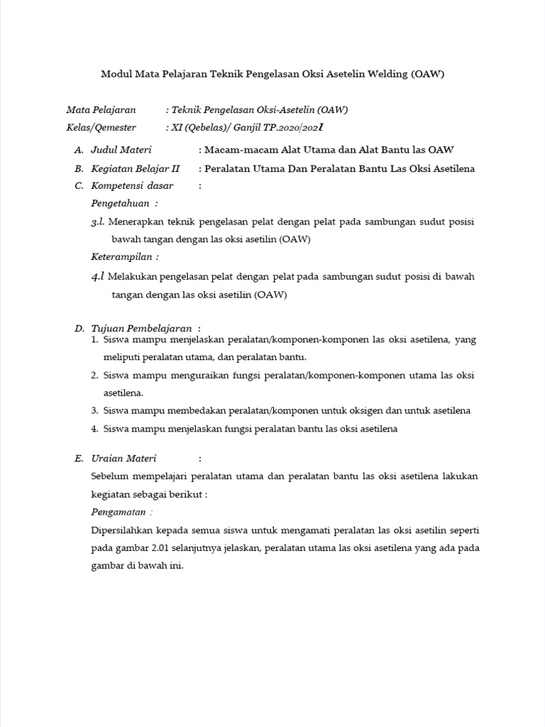 Alat Utama dan Bantu Las Oksi Asetilin | PDF